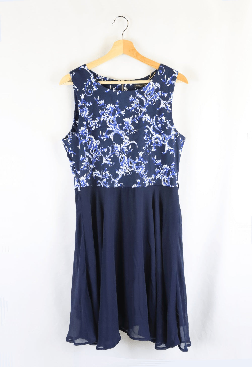 Caroline Morgan Blue Floral Dress 16 Reluv Clothing Australia