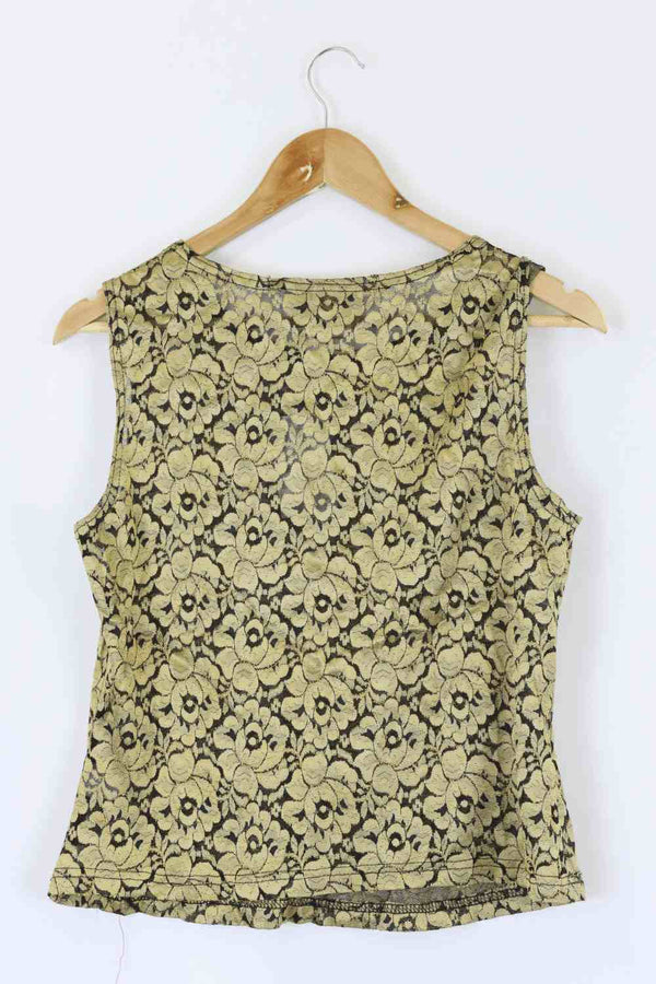 Rockmans Black And Gold Top S - Reluv Clothing Australia