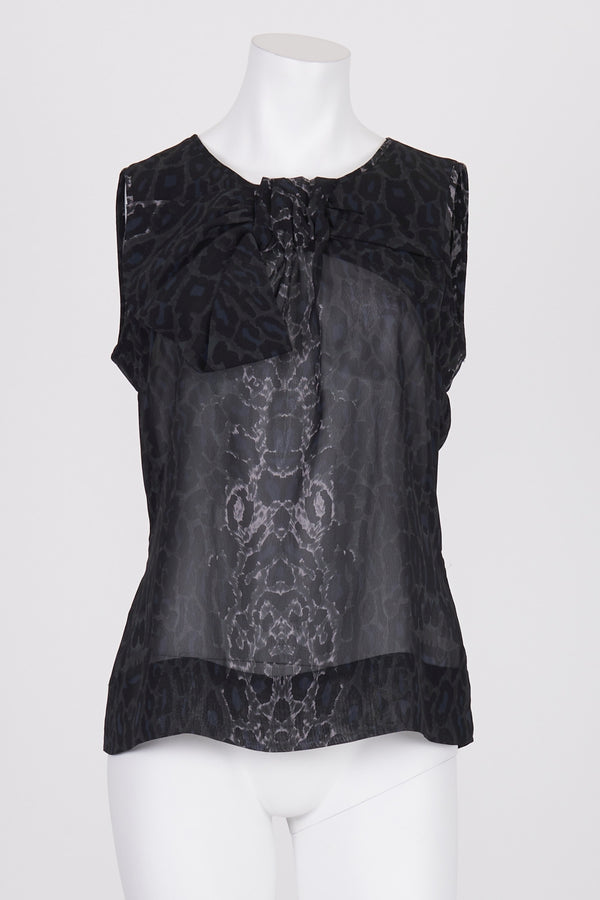 Basque Black Leopard Print Sheer Top 10 - Reluv Clothing Australia